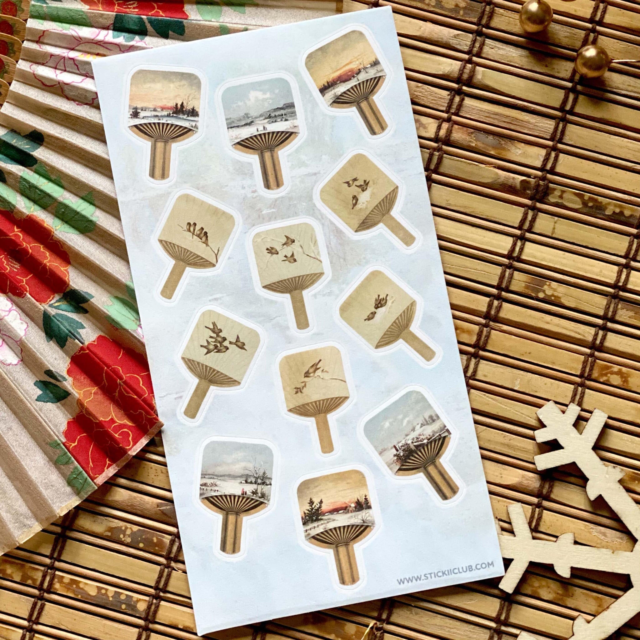 Japanese Winter Scene Fans Sticker Sheet – STICKII