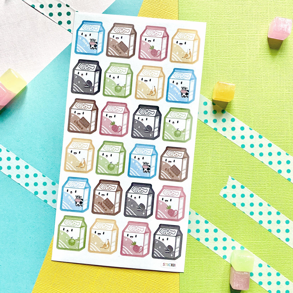Kawaii Milk Sticker Sheet – STICKII